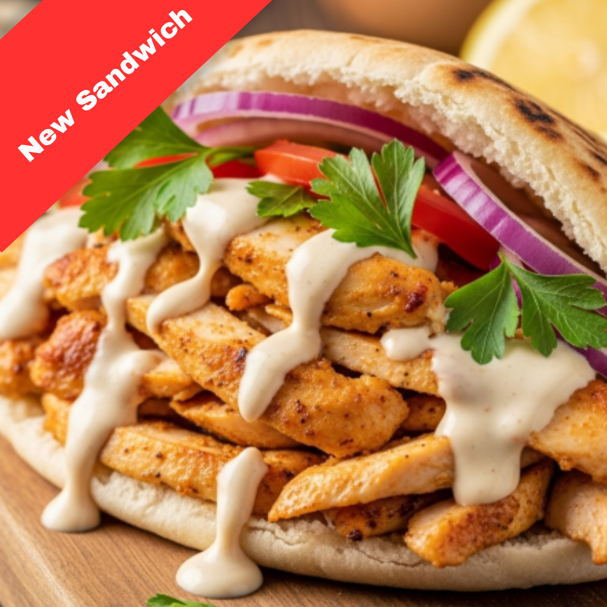 Chicken Shawarma Sandwich - Zest Gyro & Mediterranean Grill